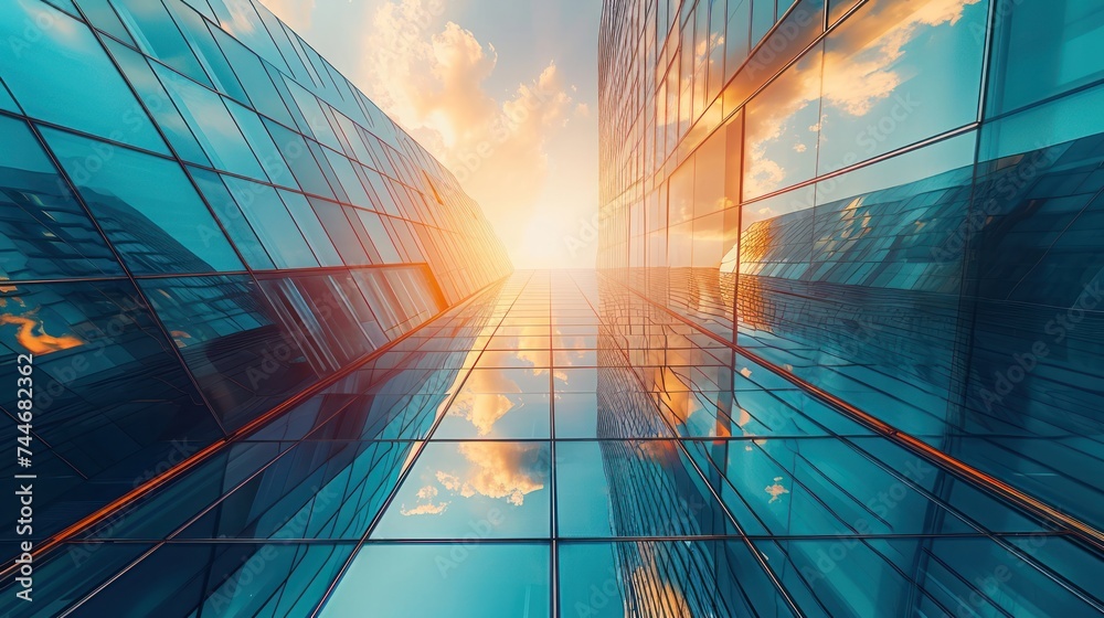 Modern office building or business center. High-rise window buildings ...