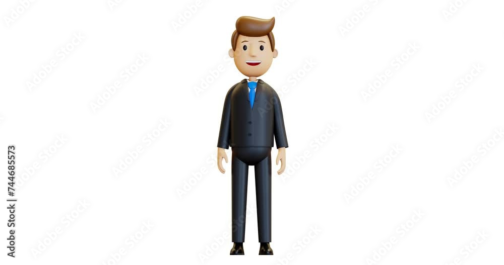 3D animation man shows a like. Joyful man with a smile on his face ...