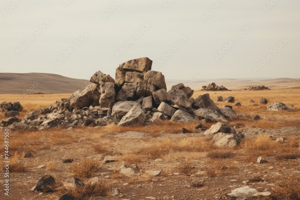 minimalists landscape ai photography, empty desert wasteland at golden ...