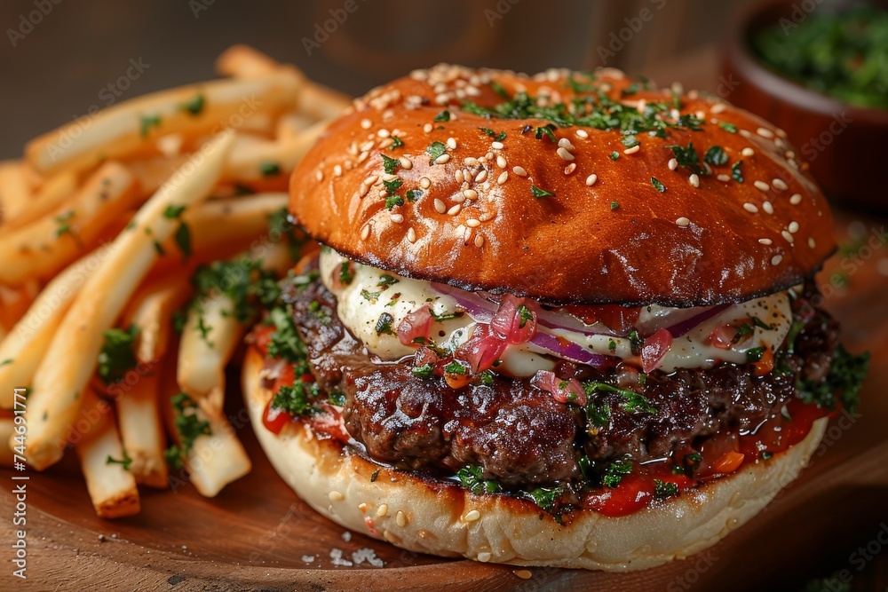 Indulge in a classic american treat, with a juicy patty topped with ...
