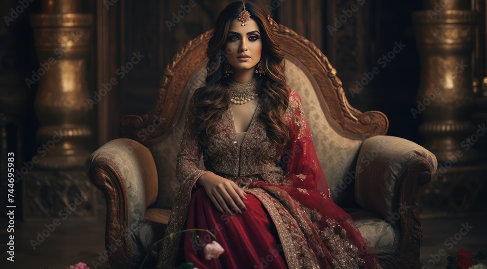 Luxurious Pakistani Bride in Traditional Wedding Attire at Grand Mughal ...