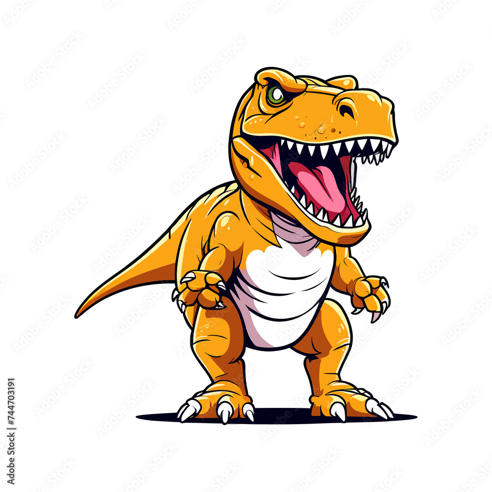 Full-body T-Rex in a cute cartoon style with a bold outline Stock Photo ...