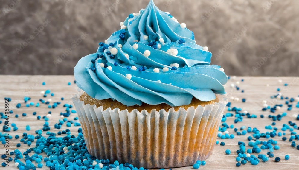 blue cupcake with blue sprinkles on transparent background Stock ...