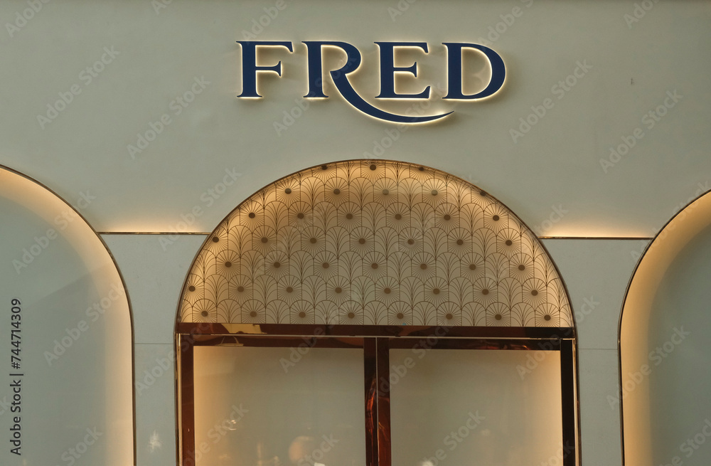 Singapore, Singapore february 19, 2024 : sign of Fred, a French ...