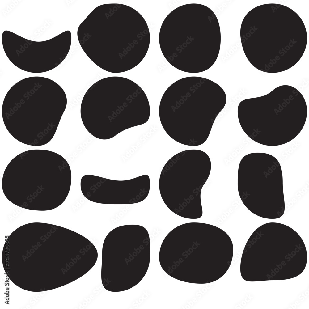 Random blob shapes. Organic blobs set. Rounded abstract organic shapes collection. Shapes of ...
