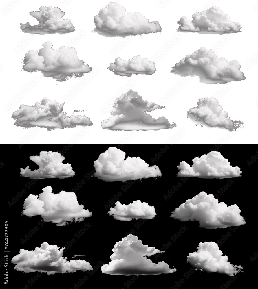 Set of Realistic Cloud Formations Isolated on Transparent Background ...