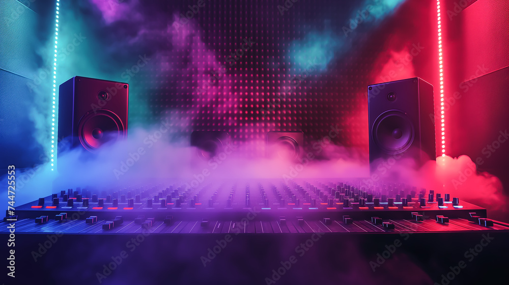 The sound wave on the audio equipment control, entertainment concept ...