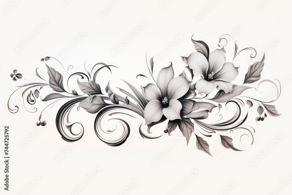 Simple black and white drawing of a flower, suitable for various design ...