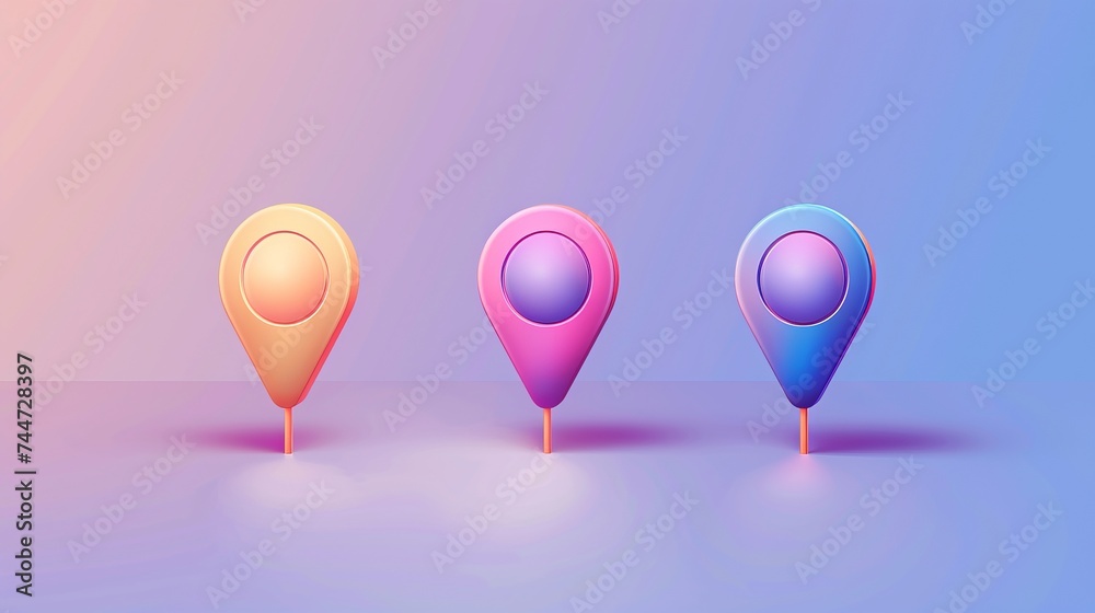 Discover your destination: 3d realistic location map pin gps pointer markers vector illustration ...