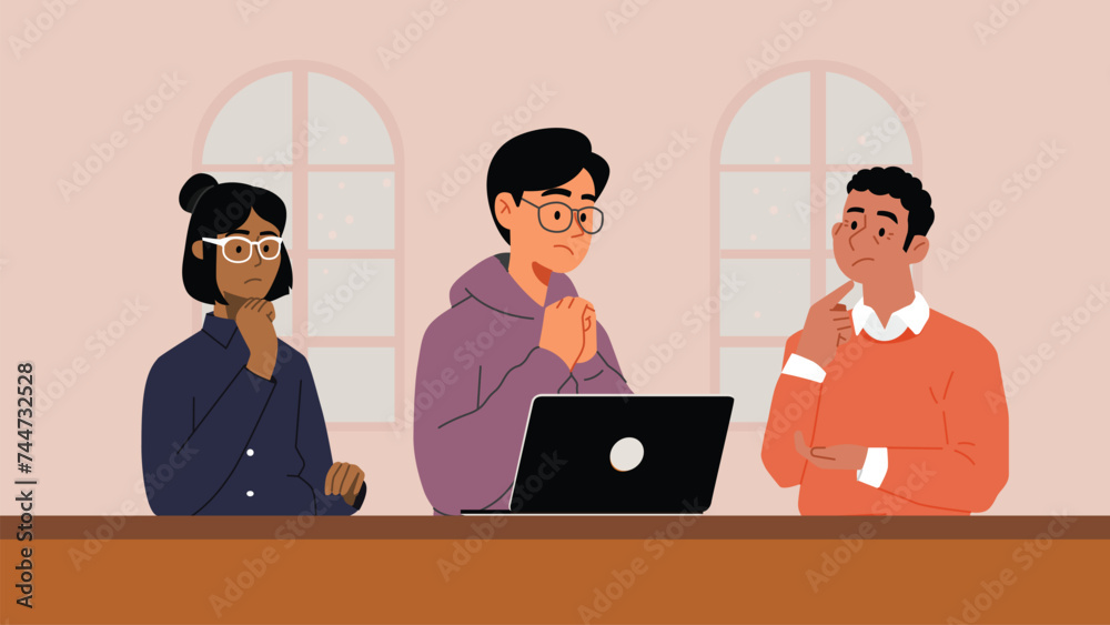 Diverse team working together cartoon flat illustration set. Diversity ...
