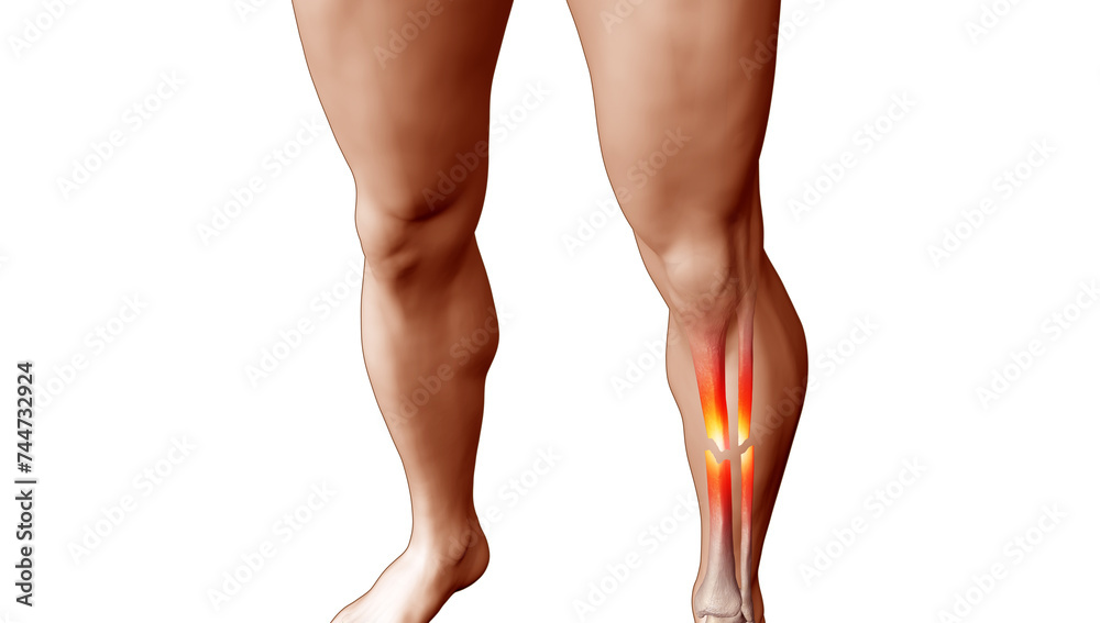 Medical Illustration of Broken Tibia and Fibula on Athletic Male Body ...