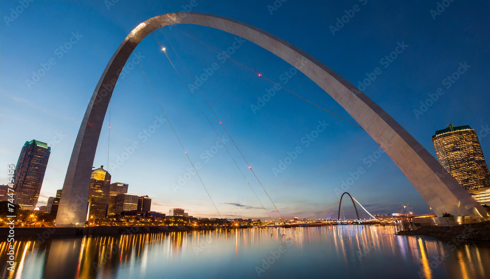 Night scenery of St. Louis Missouri Gateway Arch Skyline in Washington ...