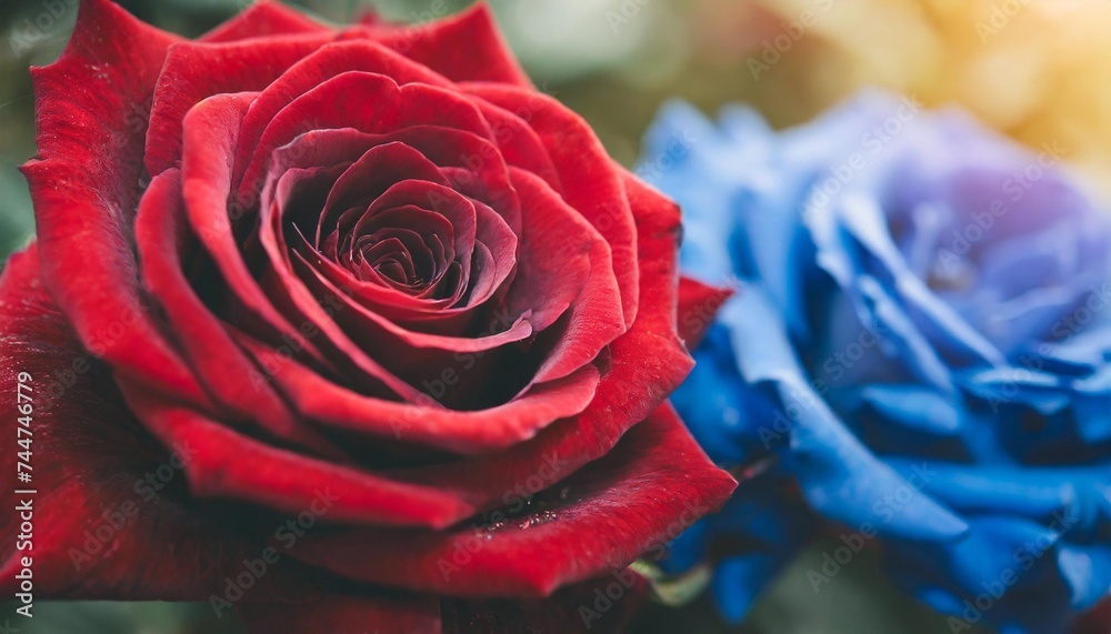 ภาพประกอบสต็อก nature of red and blue rose flower using as background ...