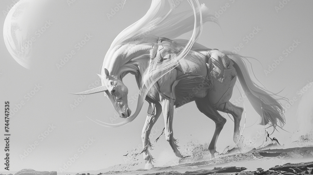 Centaur reimagined in a minimalist futuristic world blending ancient ...
