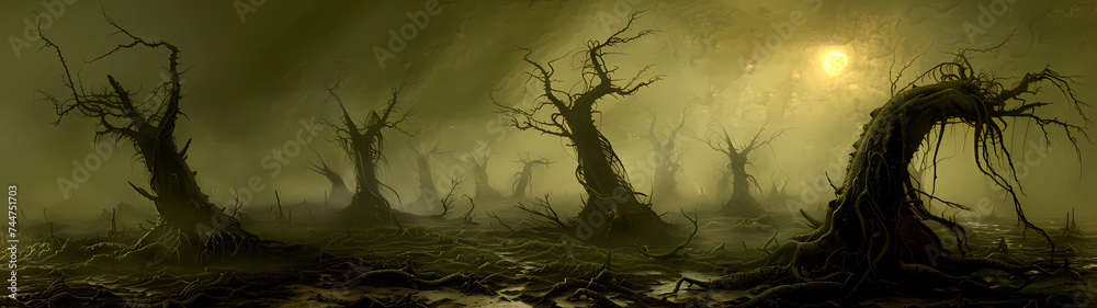 Ultra-wide surreal alien landscape captivates with its bizarre and ...