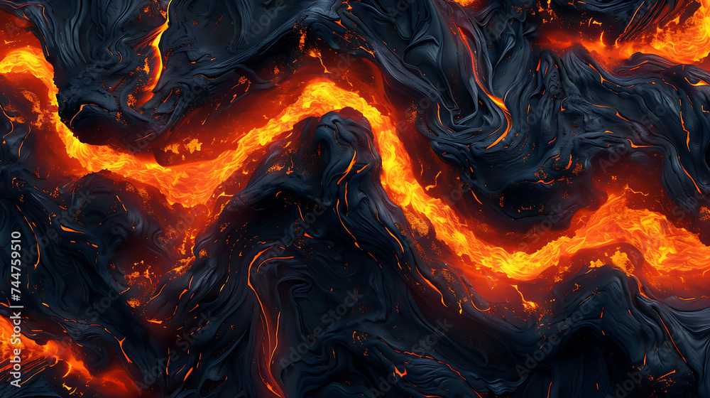 Seamless lava texture with flowing flames, portraying the intensity and ...