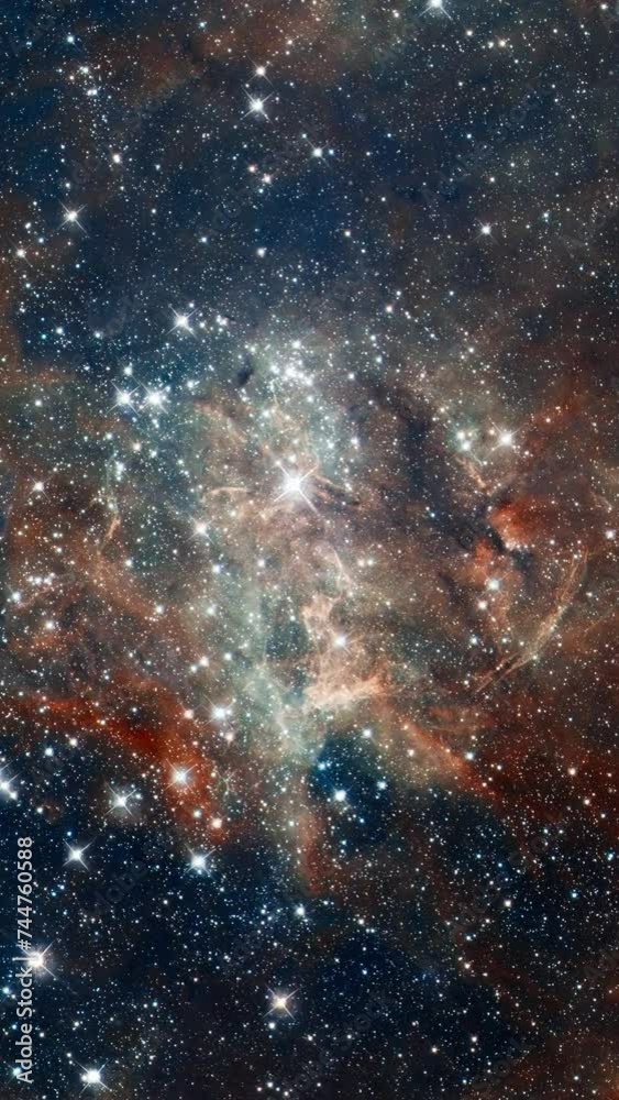 Outer space background animation of majestic star-filled nebula, based ...