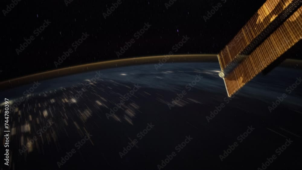 Planet Earth at night seen from space in real time. Glowing cities ...