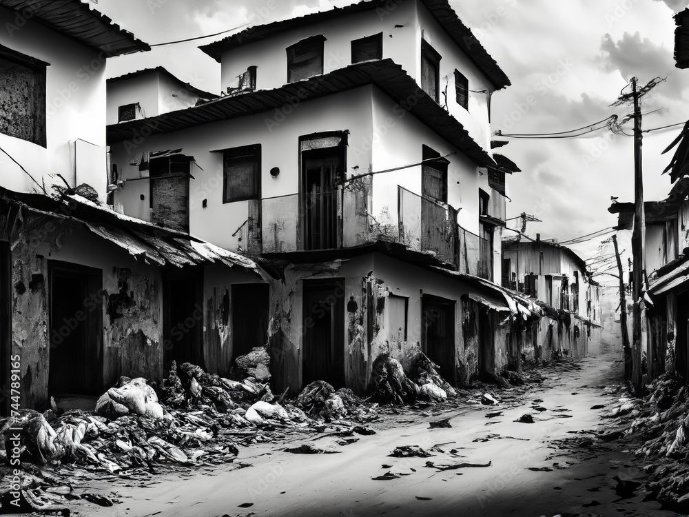 harsh living conditions in a slum Stock Illustration | Adobe Stock