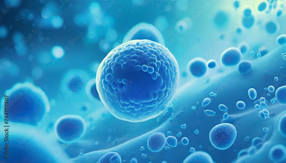 Light blue background with microbes under the microscope Stock Photo ...