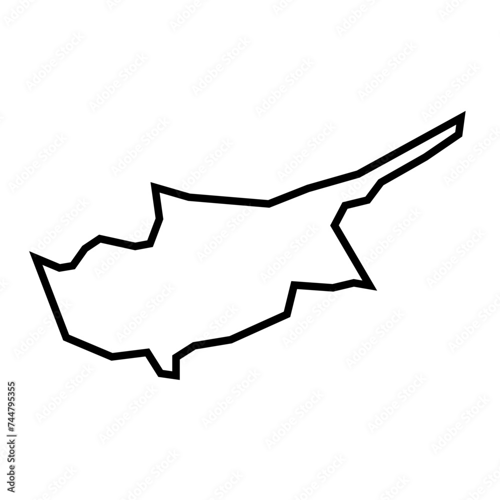 Cyprus country thick black outline silhouette. Simplified map. Vector ...