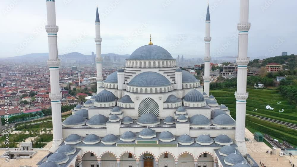 Vidéo Stock Camlica Mosque in Istanbul. Aerial, Close up. First ever ...