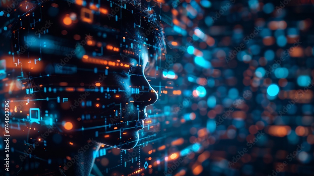 Face of futuristic and Innovative Imagery AI and Automation use of ...