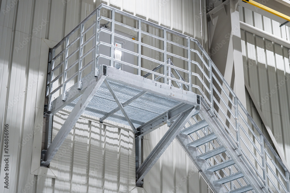 aluminum platform - stairs - handrail - safety in an industrial ...