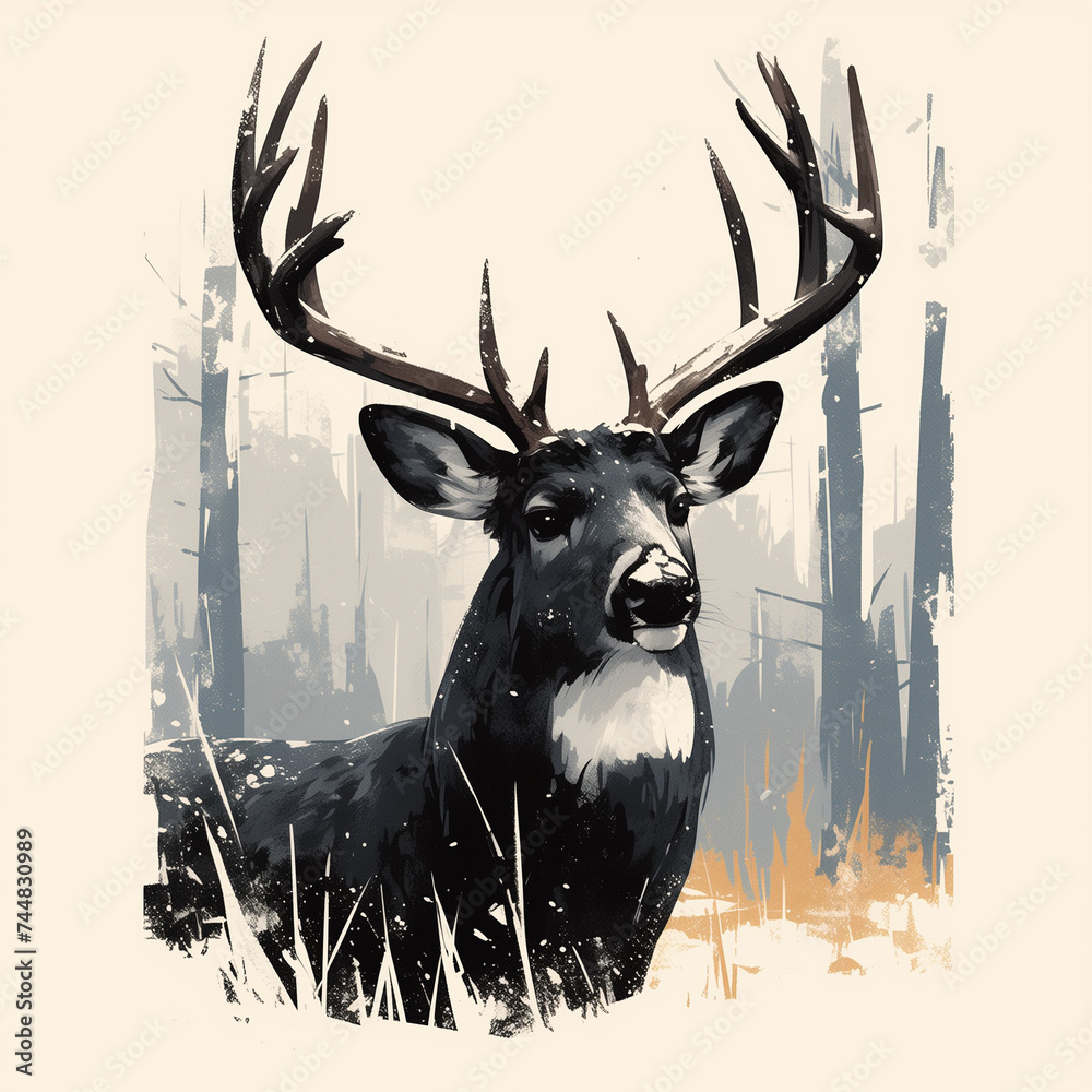 Deer badge for t-shirt design. Animal deer concept poster. Creative ...