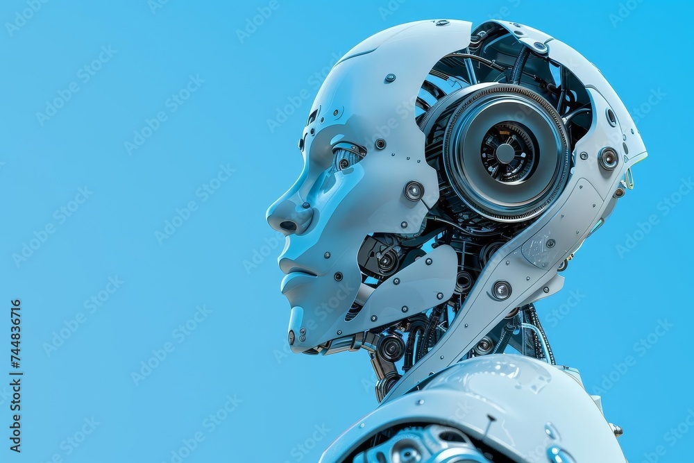 Artificial intelligence concept of a robot's side view Integrating ...