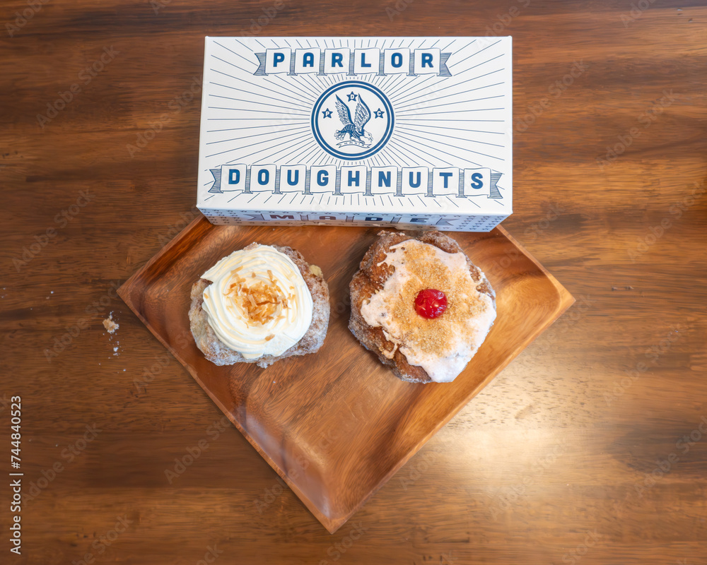 Parlor Doughnuts. Craft doughnut with layers of fried buttery dough ...