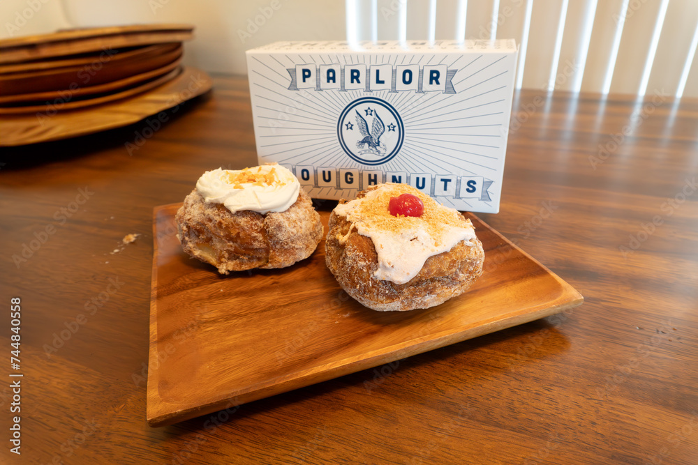 Parlor Doughnuts. Craft doughnut with layers of fried buttery dough ...