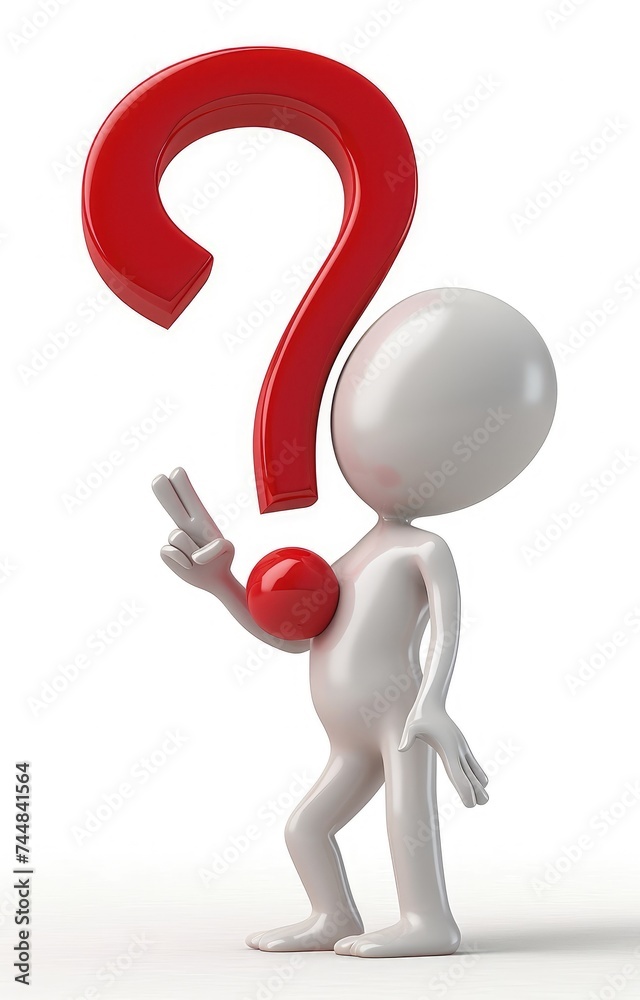 3d character: an inquisitive figure adorned with a dynamic question ...