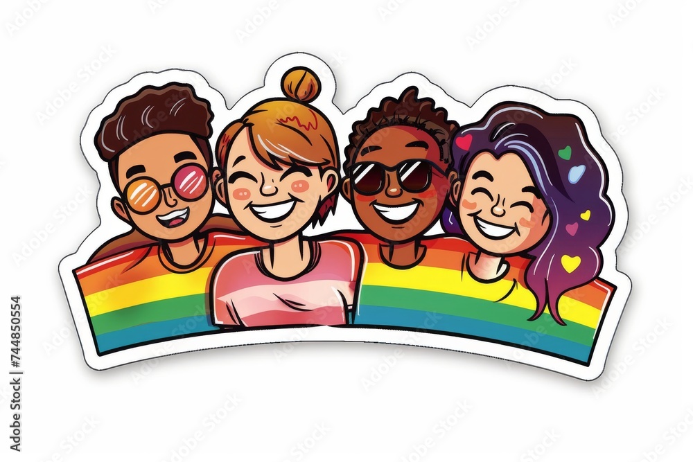 LGBTQ Pride groupies. Rainbow golden brown colorful self appreciation ...