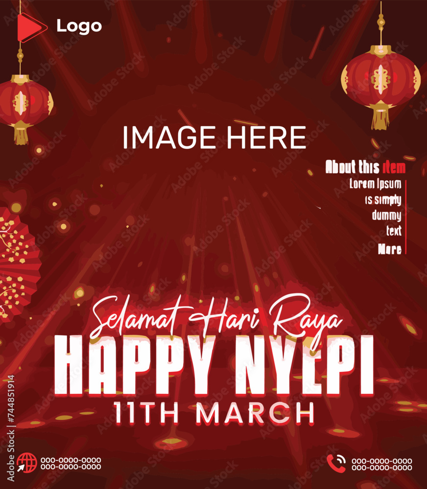 Flyer concept for Selamat hari raya nyepi with social media banner or ...
