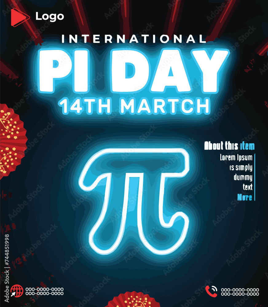 Vecteur Stock Happy Pi Day 14th march celebration with instagram and ...