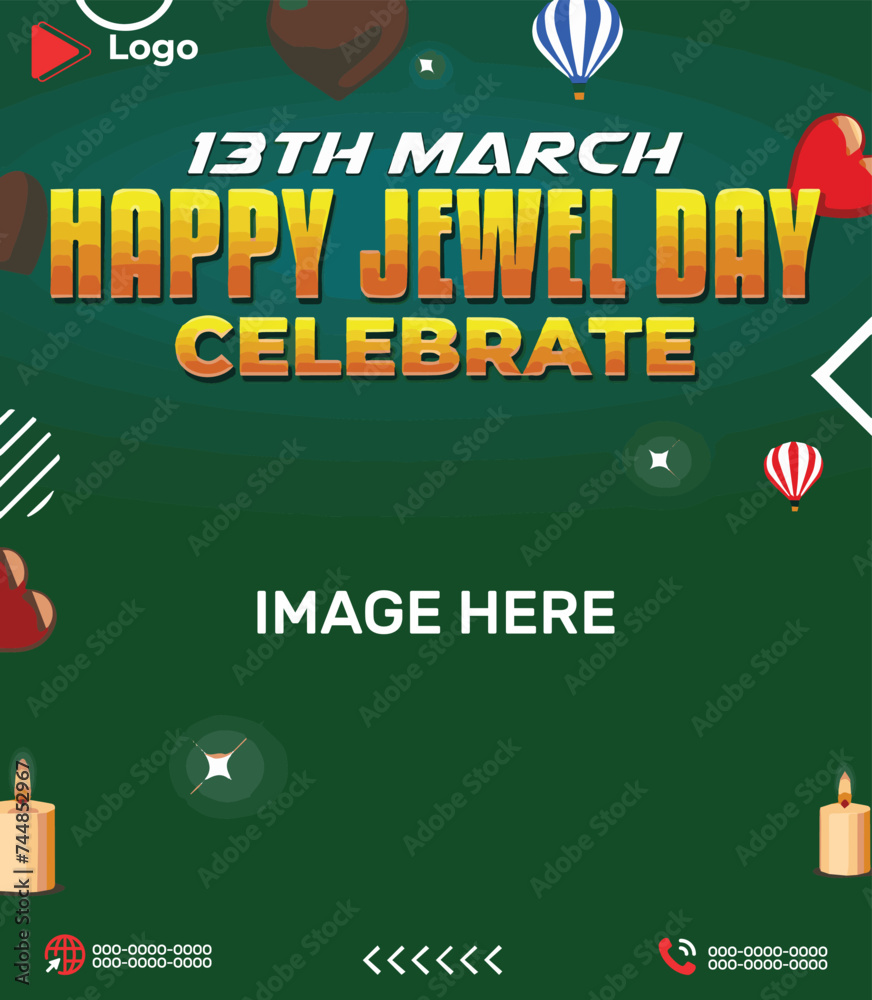 Jewel day holiday of 13th march post and banner design | Flyer concept ...