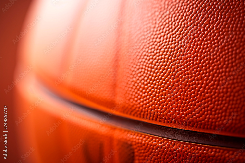 Close-up of a basketball's textured surface, highlighting the seams and ...
