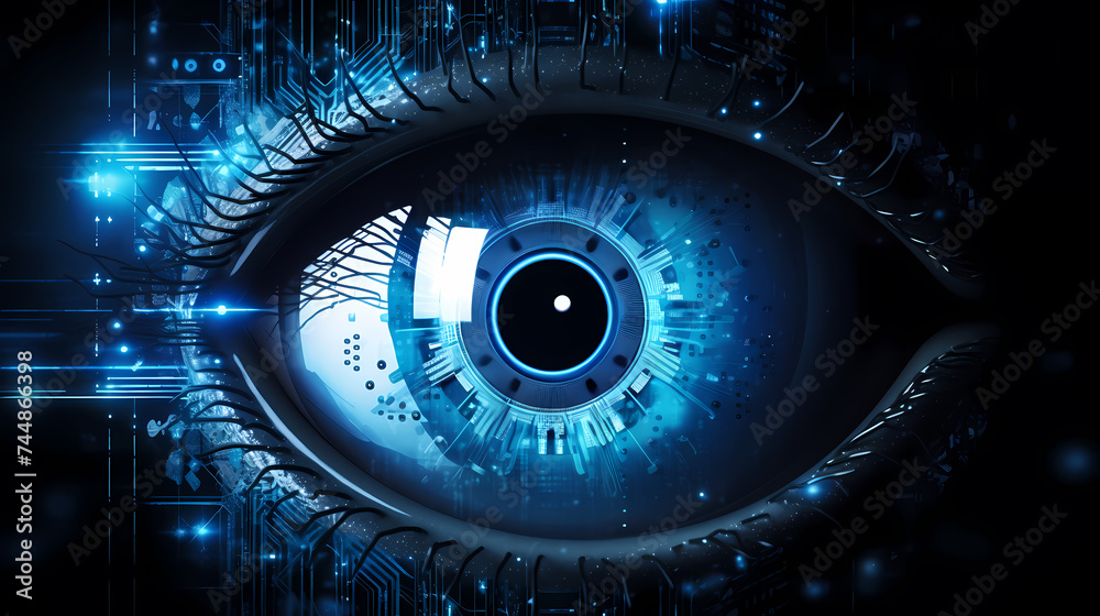 Human eye animation concept with rainbow membrane, rainbow lines after ...