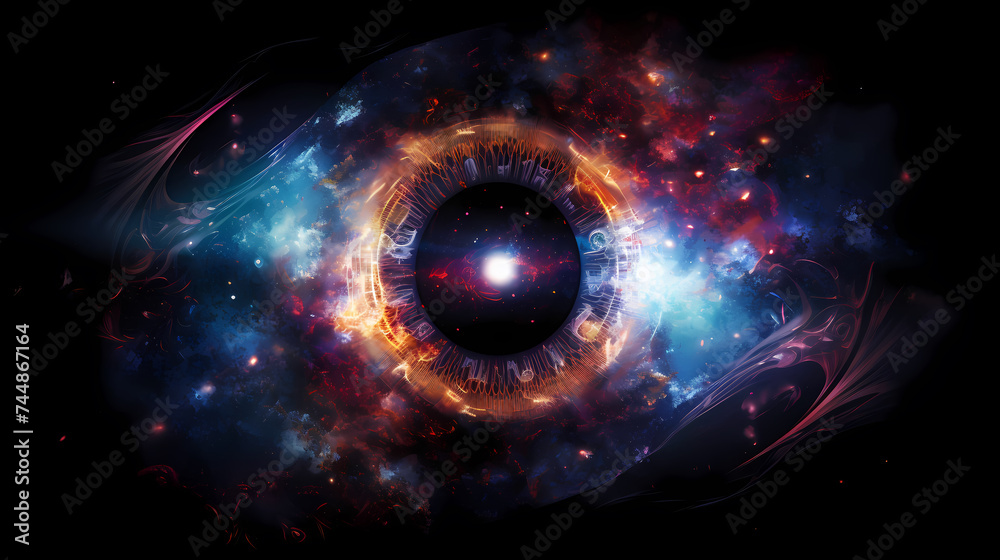 Human eye animation concept with rainbow membrane, rainbow lines after ...