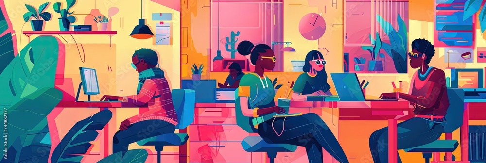 Generation Z conceptual illustration with bright and vibrant colors and ...