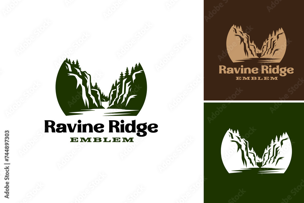 Ravine Ridge Emblem logo with stunning view perfect for travel ...