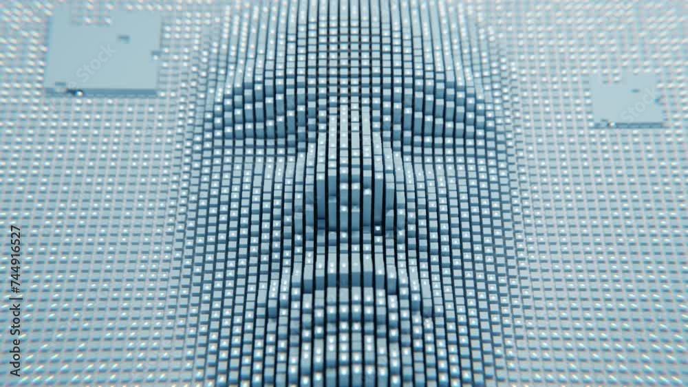 The animation showcases an array of pins coming together to form a 3D ...