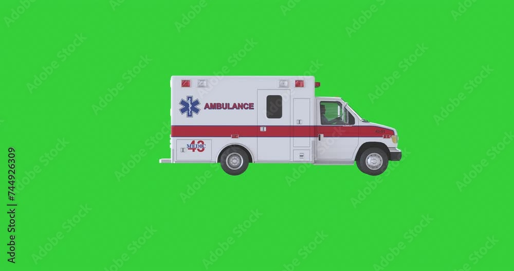 Ambulance Vehicle moving from Left To Right,isolated on Green Screen ...