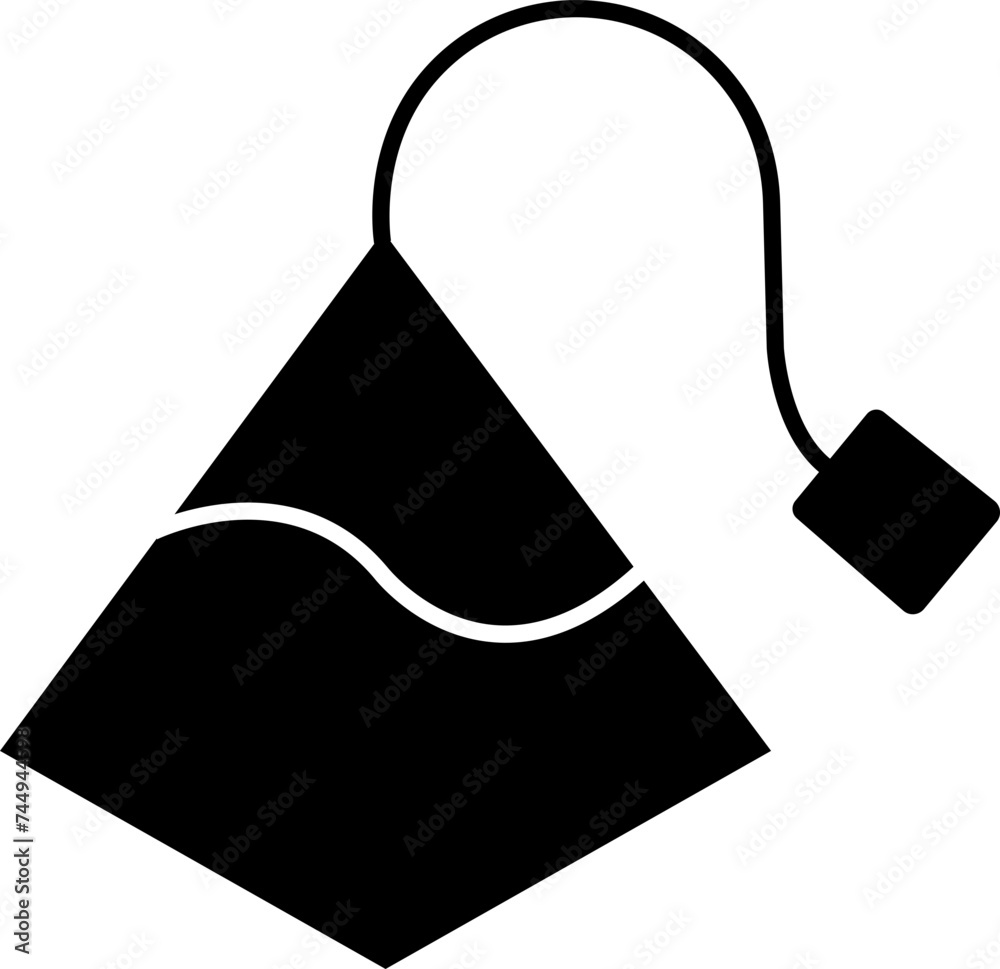 Pyramid tea bag icon in fill style. Triangle paper tea bag isolated on ...