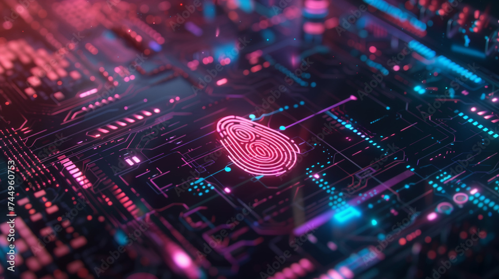 An overhead view of a sleek, metallic security terminal, with a ...