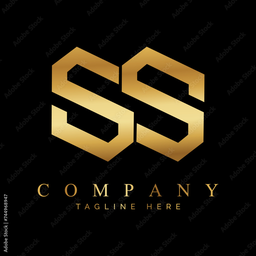 Letter SS monogram logo design gold on black background. Stock Vector ...