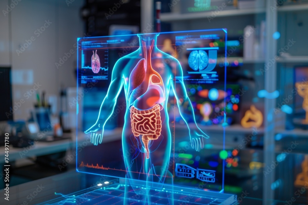 Lab environment featuring holographic human anatomy Stock Photo | Adobe ...