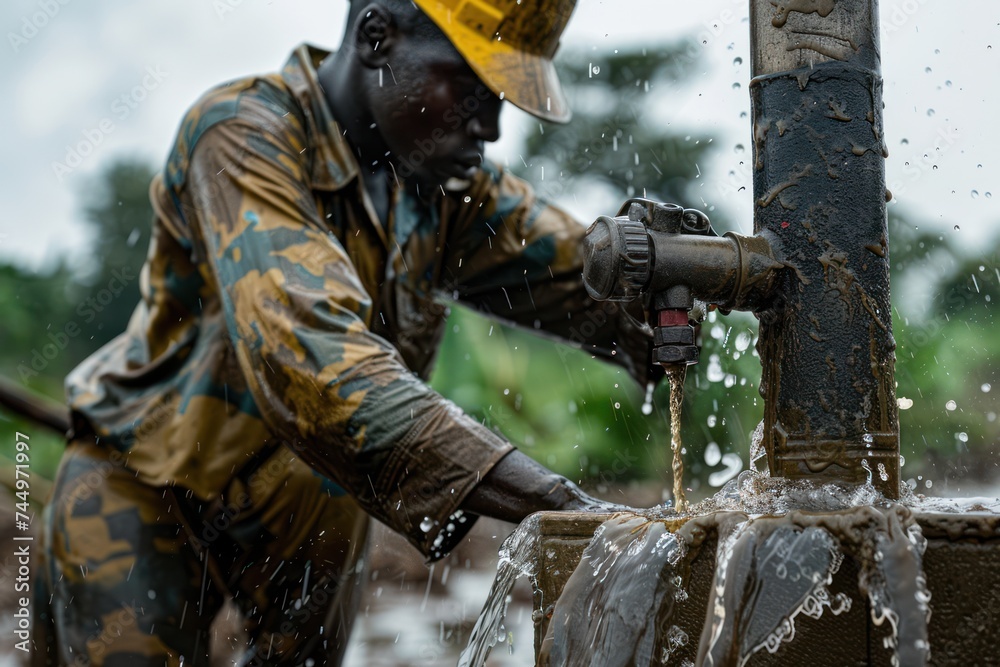 Awesome photo of an engineer drilling for groundwater. In the African ...