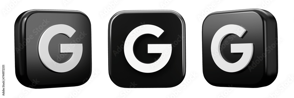 Google App logo in black rounded 3D render icon design concept element ...